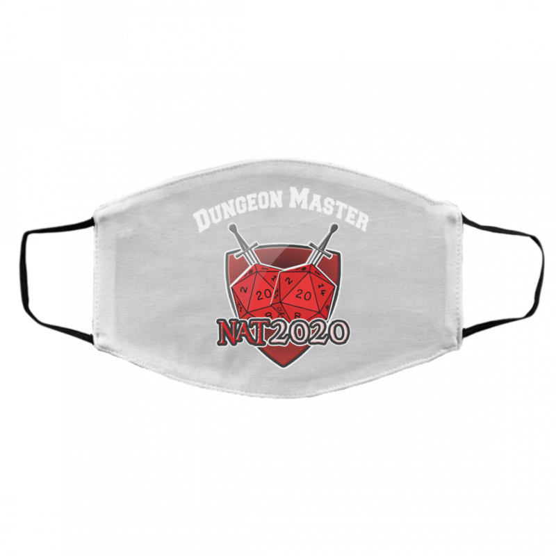 Dungeon Master Nat 20 DnD D20 Dungeons Dragons Face Mask - 0sTees