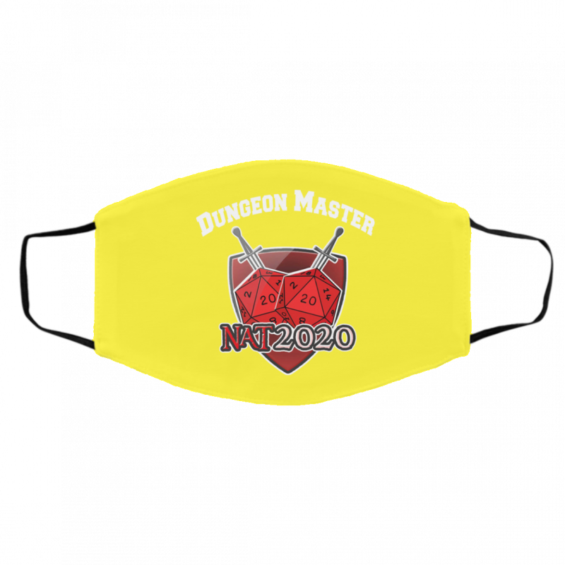 Dungeon Master Nat 20 DnD D20 Dungeons Dragons Face Mask | 0sTees